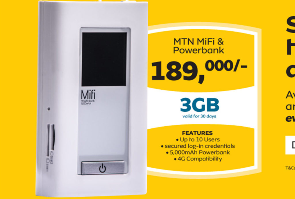 MTN announces its 2 in 1 affordable power bank and internet Mi-Fi router